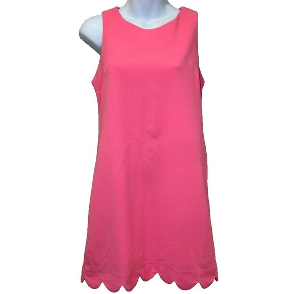 Monteau | Dresses | Monteau Pink Shift Dress Womens Small Scallop Hem ...